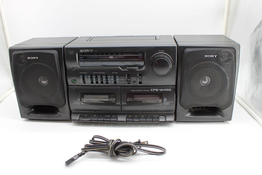 Sony CFS-W455 AM/FM Dual Cassette Player High Speed Dubbing 1995 ...