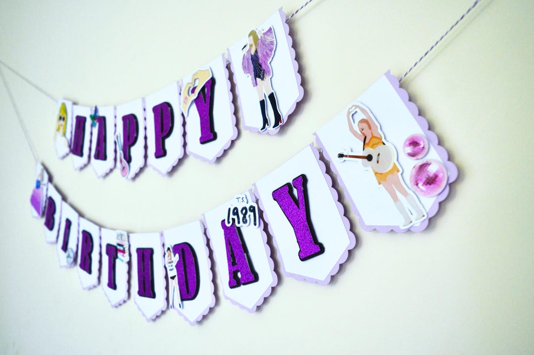 Taylor Swift Inspired Happy Birthday Banner Bunting , Party Decoration ...