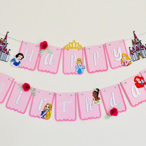 Princess Inspired Happy Birthday Banner, Princess Bunting, Bunting ...