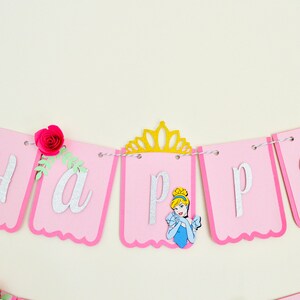Princess Inspired Happy Birthday Banner, Princess Bunting, Bunting ...