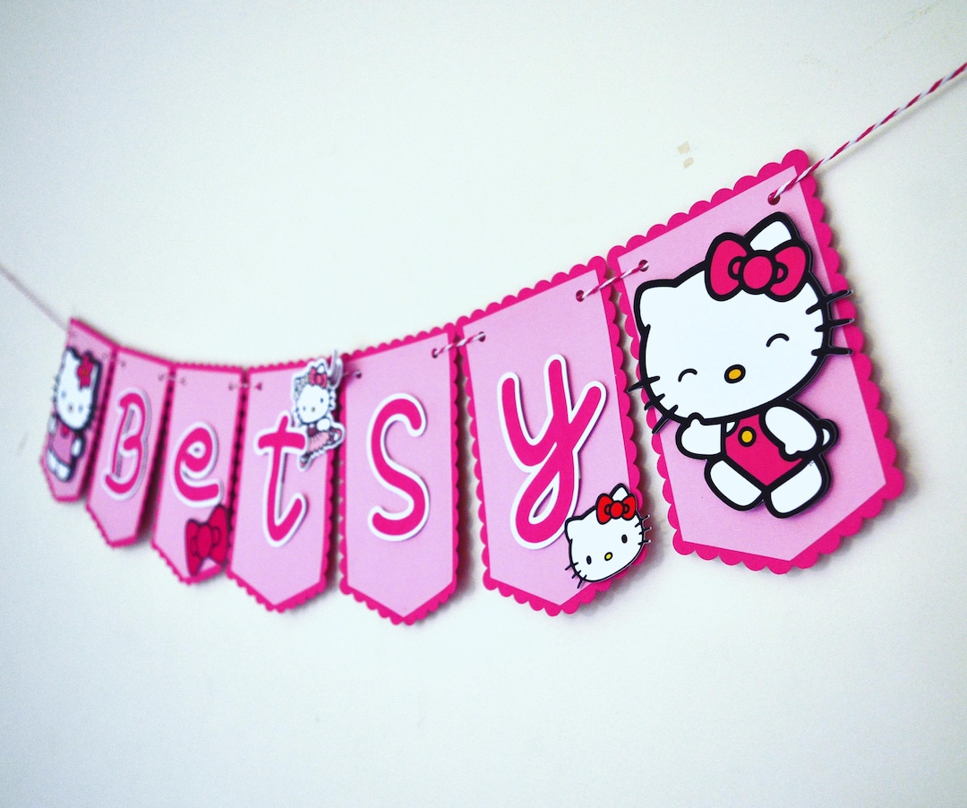 Hello Kitty Inspired Name Banner: Birthday Party Decoration - Etsy