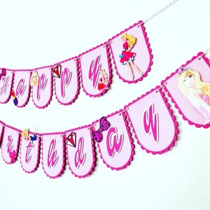 Barbie Inspired Name Banner, Birthday Banner, Birthday Decoration ...