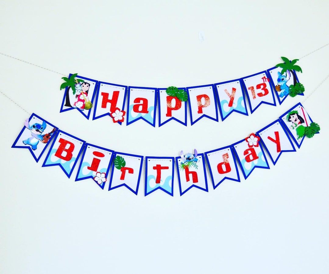 Lilo and Stitch Inspired Birthday Banner/ Bunting, Disney Banner ...