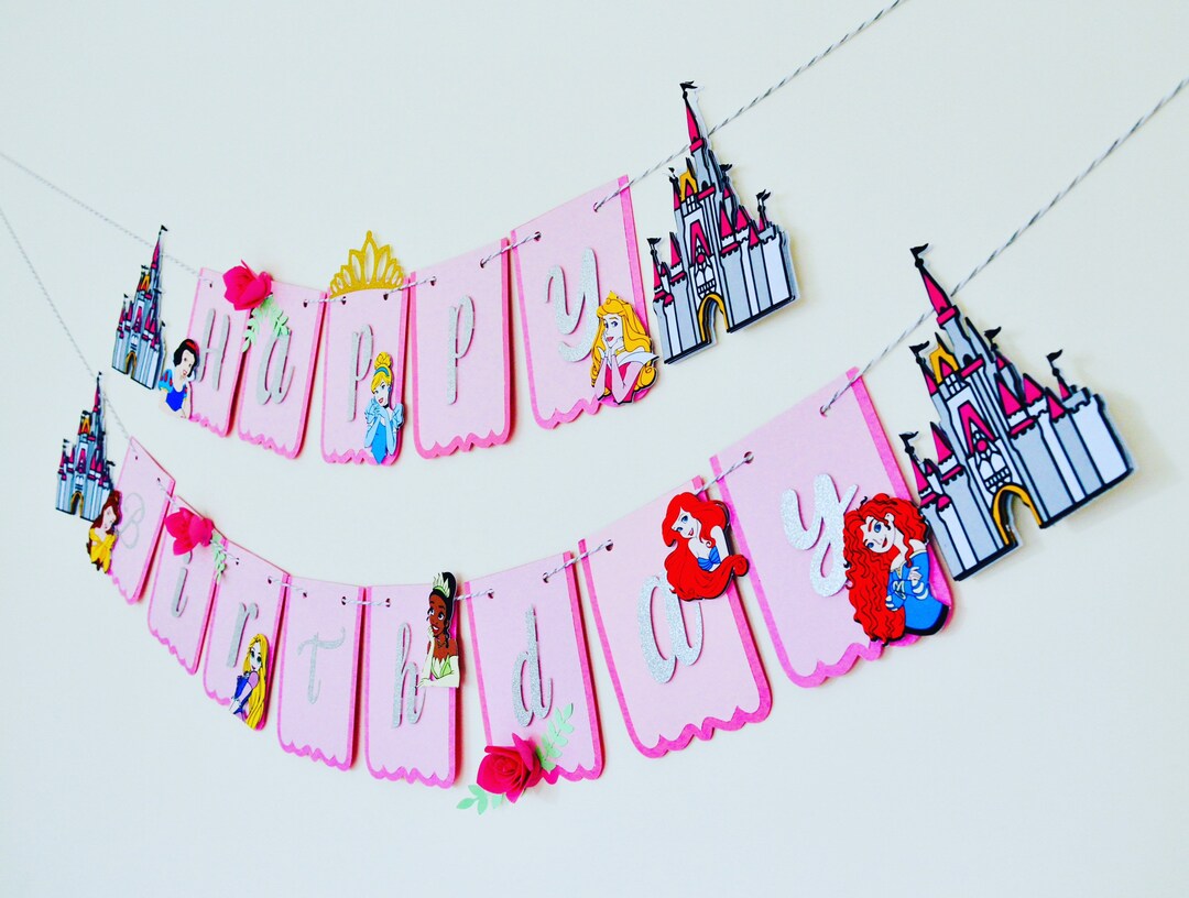 Princess Inspired Happy Birthday Banner Princess Bunting - Etsy UK