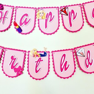 Barbie Inspired Name Banner, Birthday Banner, Birthday Decoration ...