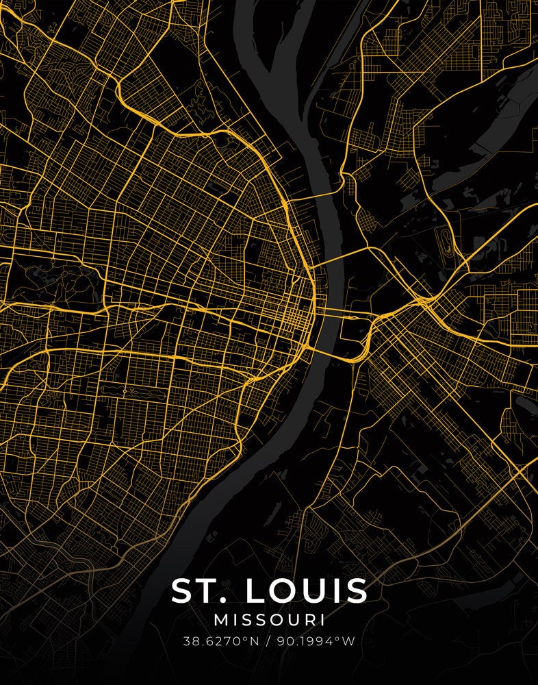 Map of St. Louis, Missouri, Map Printable, Map Minimalist Prints, Map ...