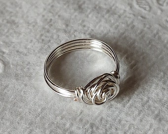 Dainty Rose Ring Thin Wire Rose Ring 20 Gauge Wire Flower Ring Sterling ...