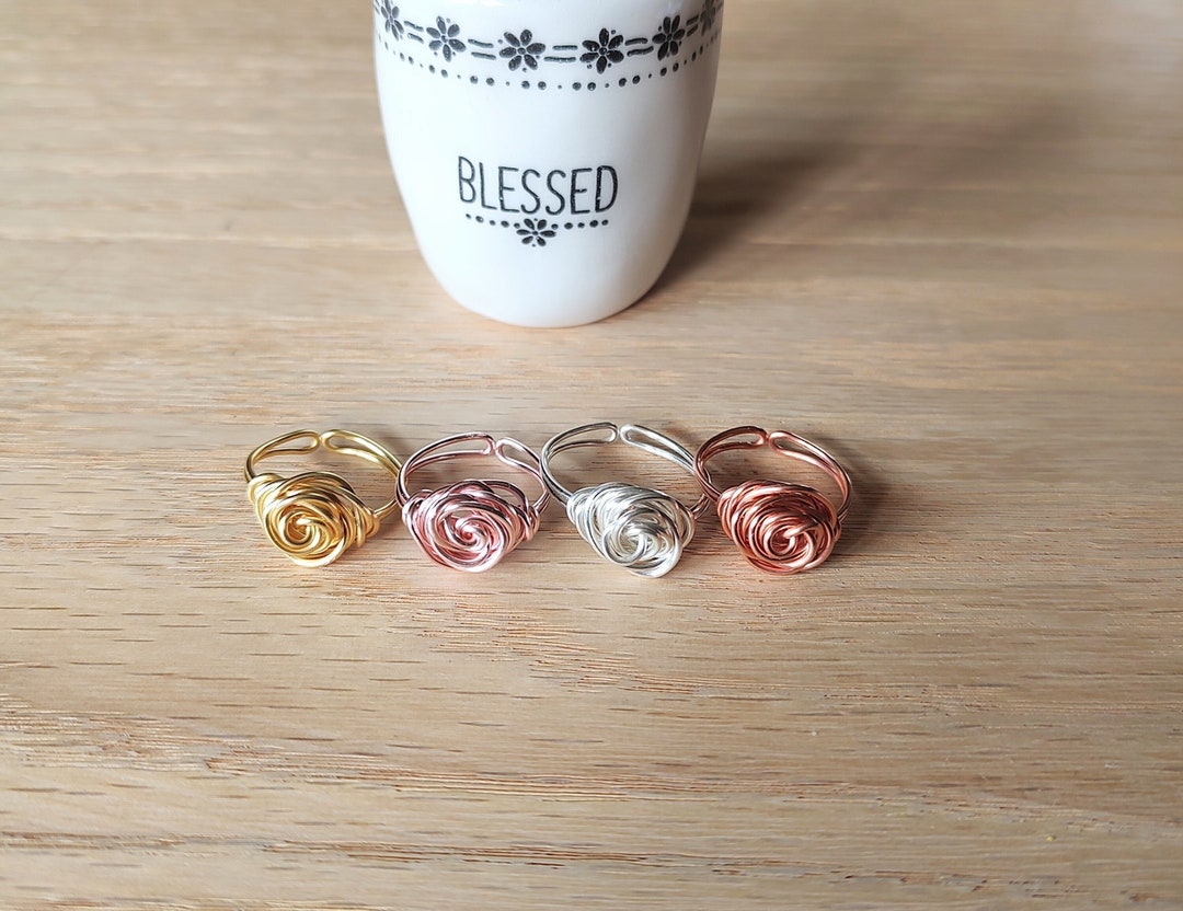 Adjustable Wire Rose Ring - Handmade Flower 18 Gauge Wire - Etsy