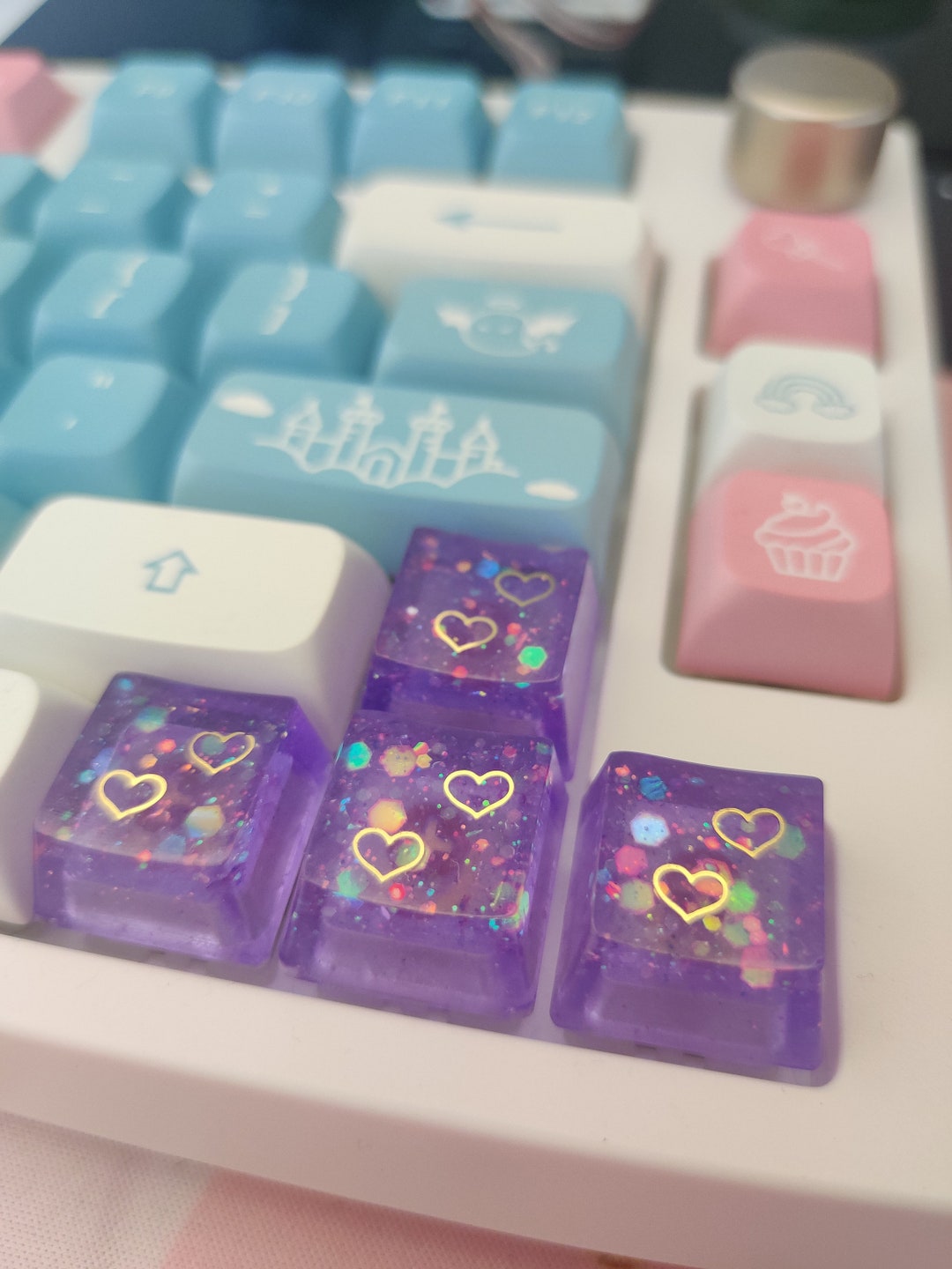 Purple Glitter Artisan Keycap Resin Keycap for Cherry MX Gateron ...