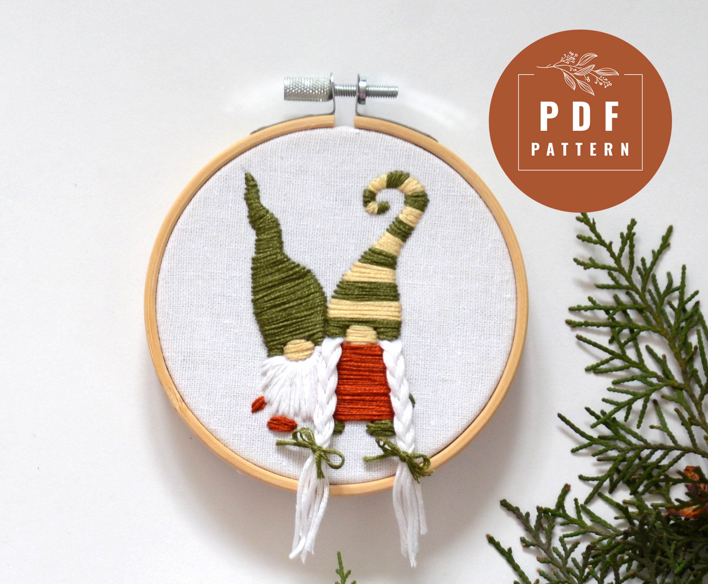 Christmas Embroidery Pattern PDF Gnome Hand Embroidery - Etsy