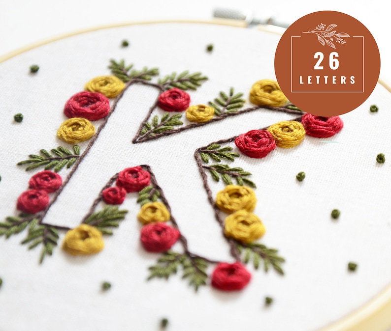 Christmas Letter Embroidery Pattern Initial Hand Embroidery - Etsy