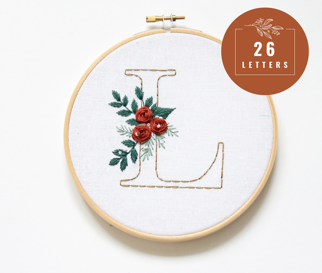Custom 26 Letter Embroidery PDF Pattern - Personalized Initial Hand ...