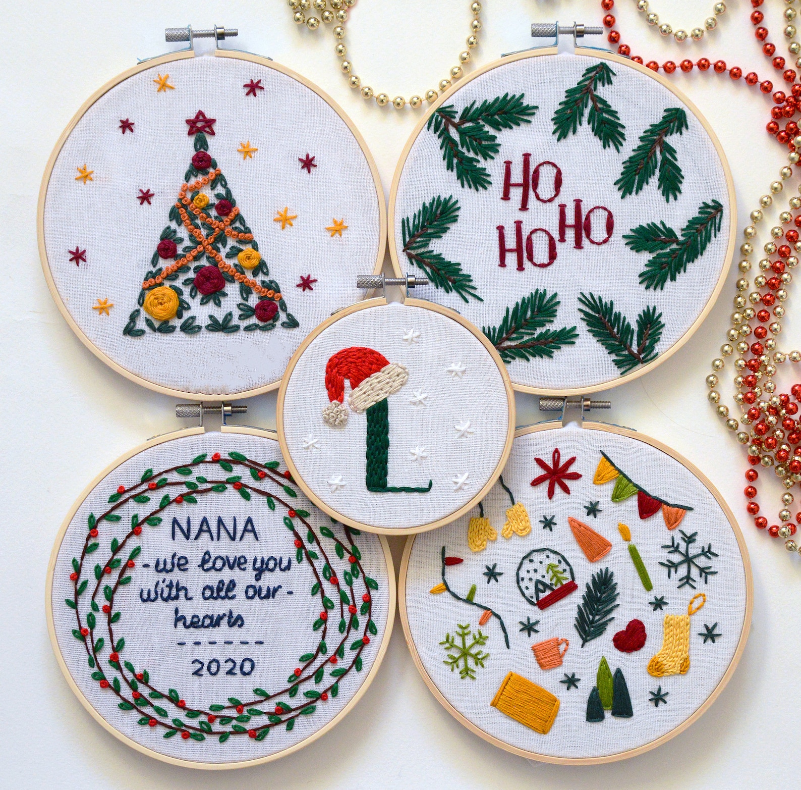 Christmas Letter Embroidery Pattern Initial Hand Embroidery - Etsy
