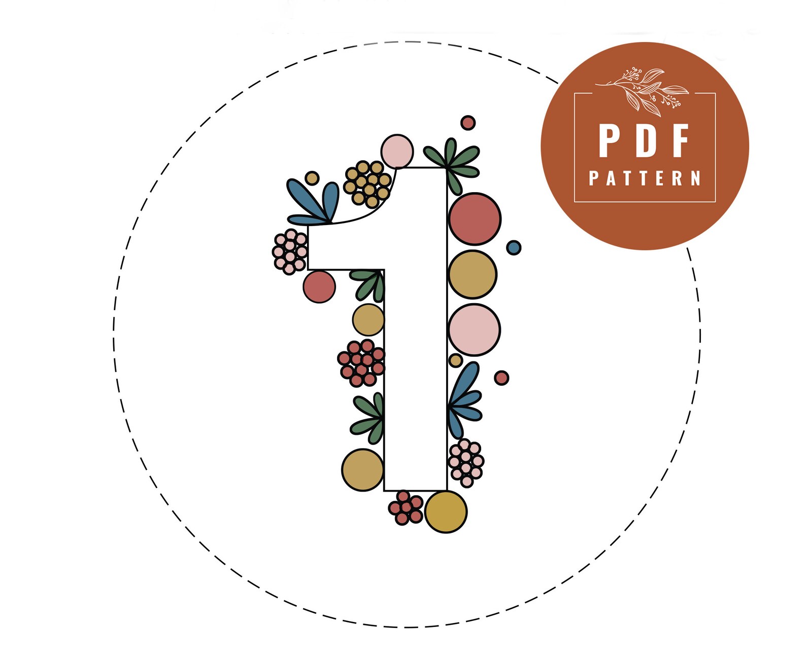 Number Embroidery Pattern: Floral Beginner Cross Stitch (PDF) - Etsy