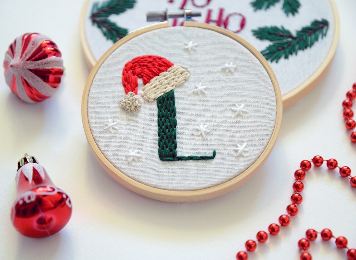 Christmas Letter Embroidery Pattern Initial Hand Embroidery - Etsy