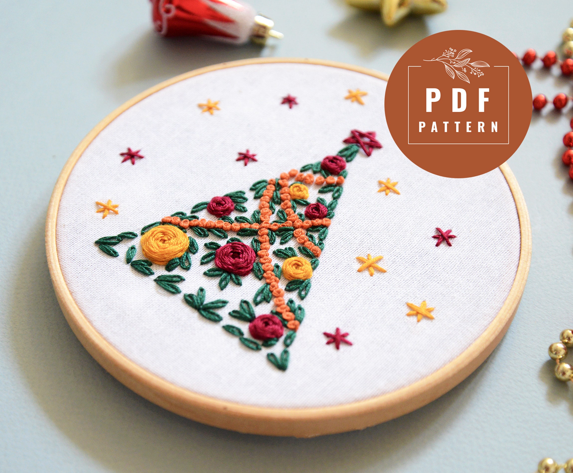 Christmas Embroidery Pattern Holiday Hand Embroidery Design - Etsy