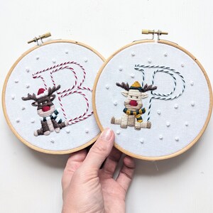 Christmas Letter Embroidery Pattern: Reindeer Monogram (PDF Pattern) - Etsy
