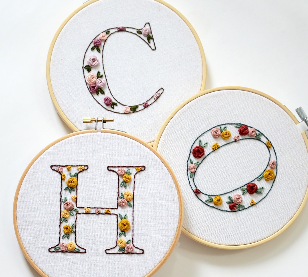 Letter Embroidery Pattern for Beginner - Floral Alphabet - Hand ...