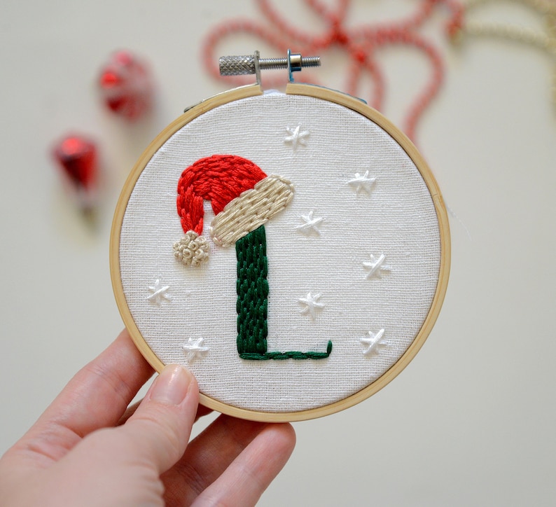 Christmas Letter Embroidery Pattern: Floral Monogram (PDF Pattern) - Etsy