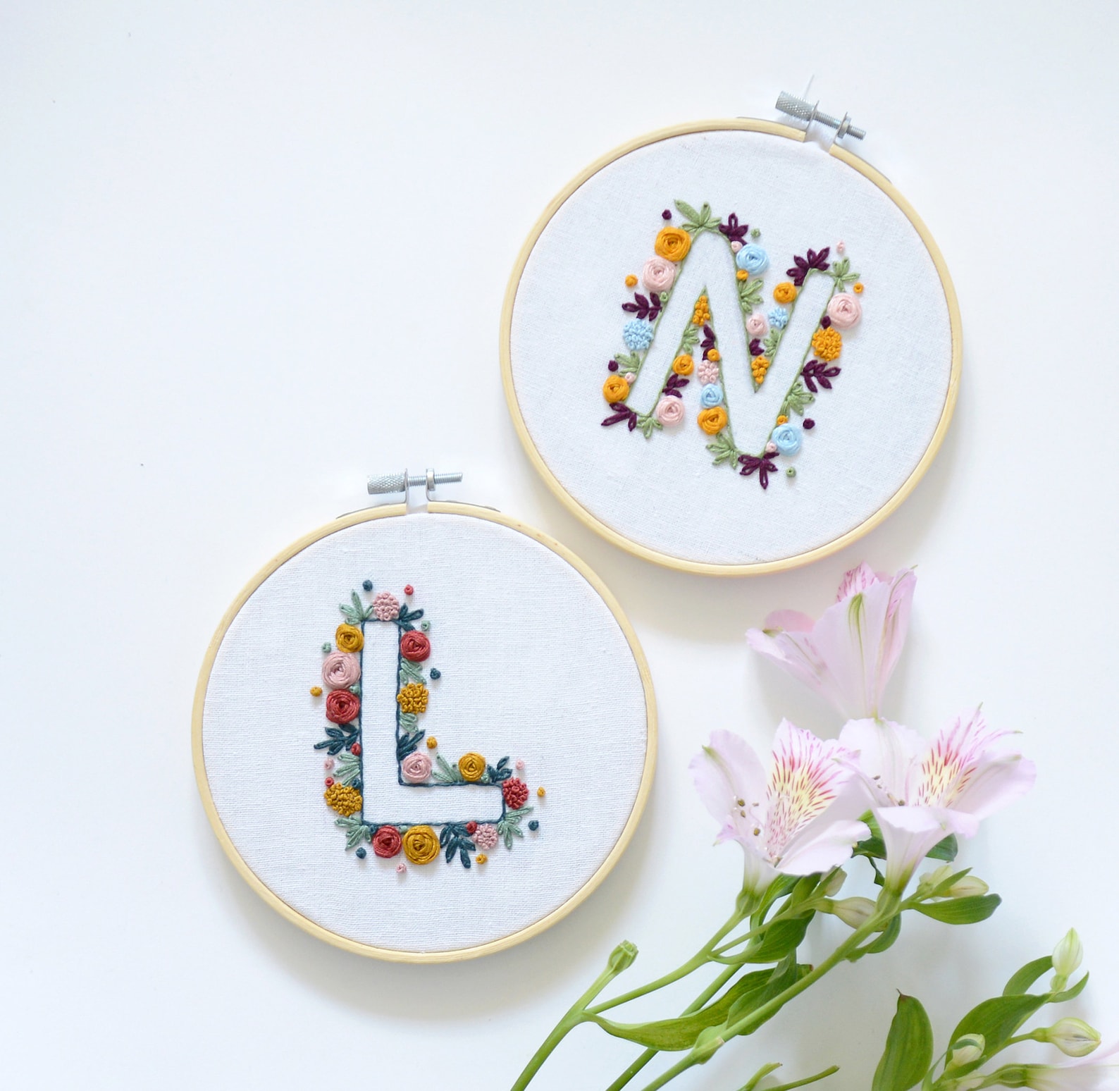 Letter Embroidery PDF Pattern Floral Alphabet Hand - Etsy