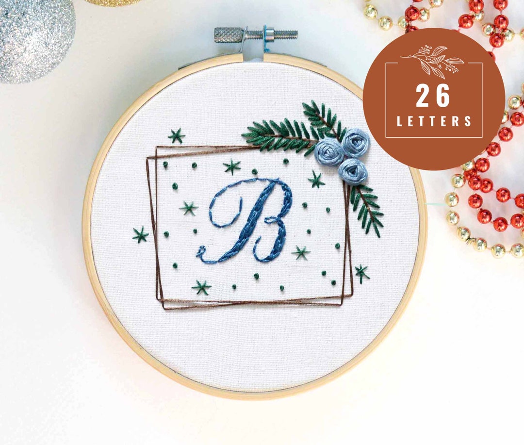 Christmas Letter Embroidery Pattern - Initial Hand Embroidery Design ...