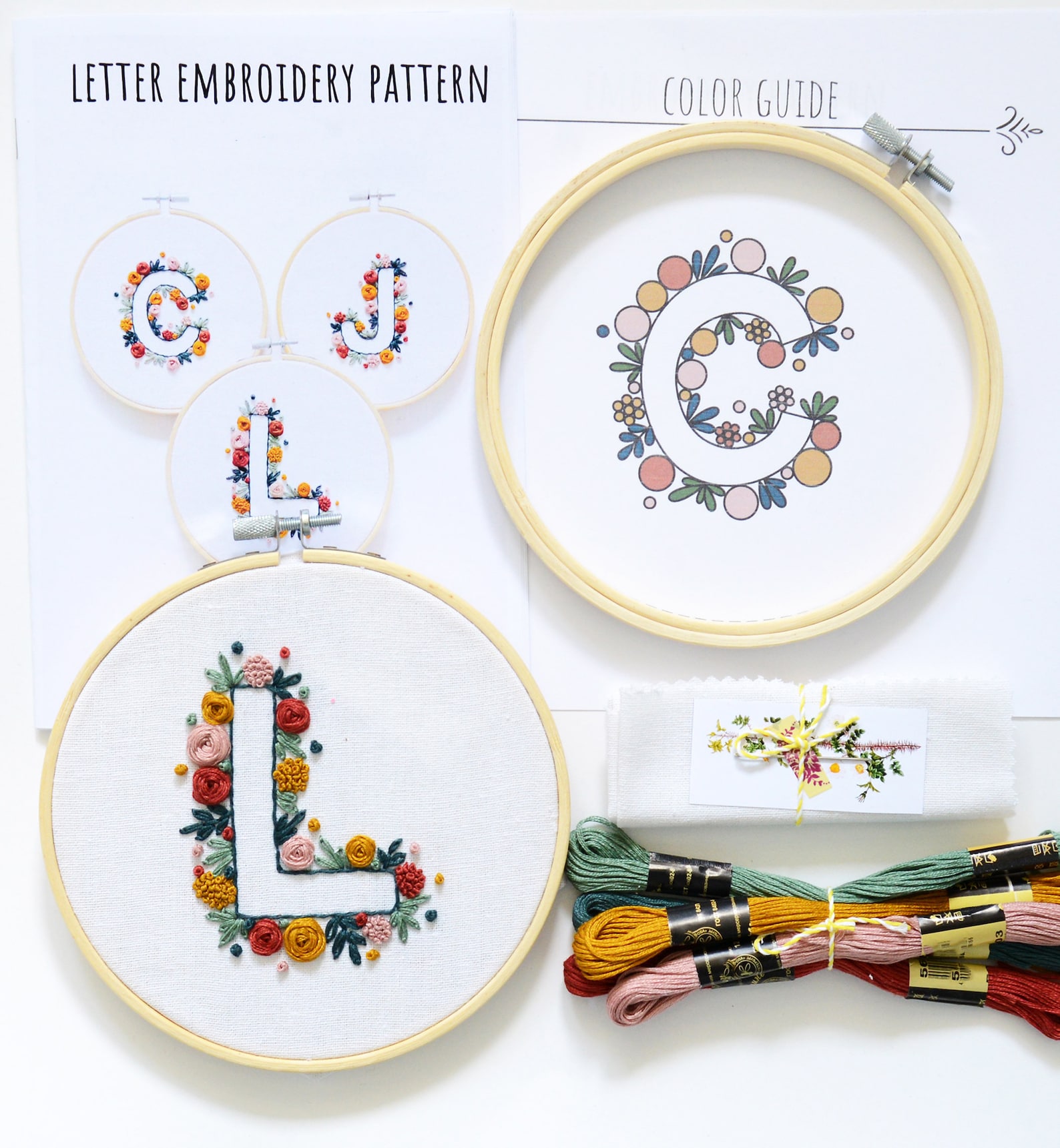 Letter Embroidery PDF Pattern Floral Alphabet Hand - Etsy