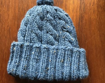 Hat Hand Knit, Aran and Cable Pattern Design, Matching Scarf Sold ...