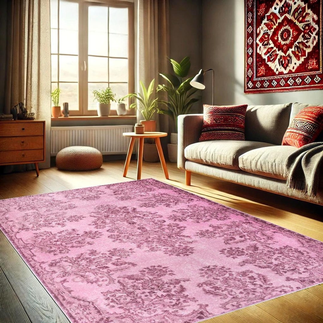 Pink Karabag Patterned Rug-modern and Traditional Design - Etsy