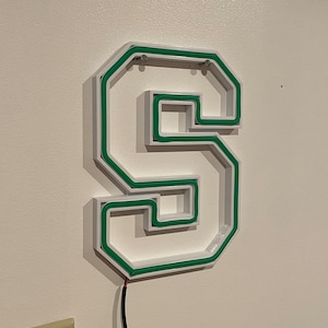 3D Printed Michigan State Neon Sign MSU Wall Art LED Light With Switch ...