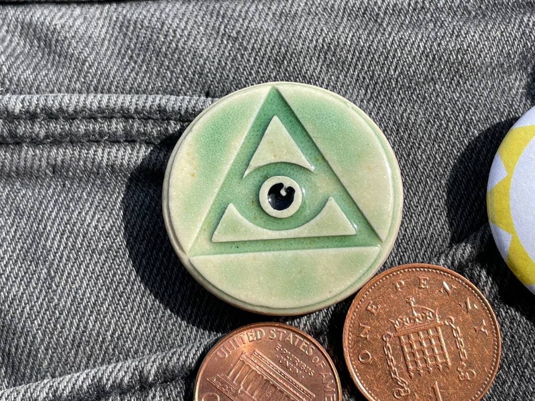 Illuminati Pin - Handmade Ceramic Badge Brooch - High Quality. Unique ...