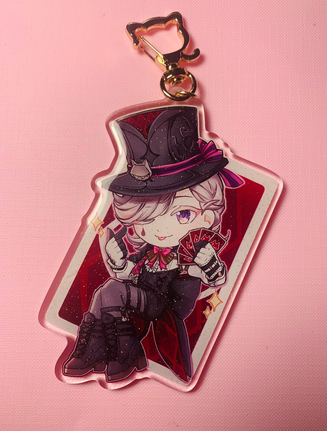 Lyney Genshin Impact | 4in Glitter Epoxy Acrylic Keychain - Etsy