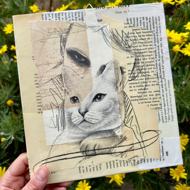 No. 08, Cat Drawing, Original Feline Artwork, Cat Painting, Woman ...