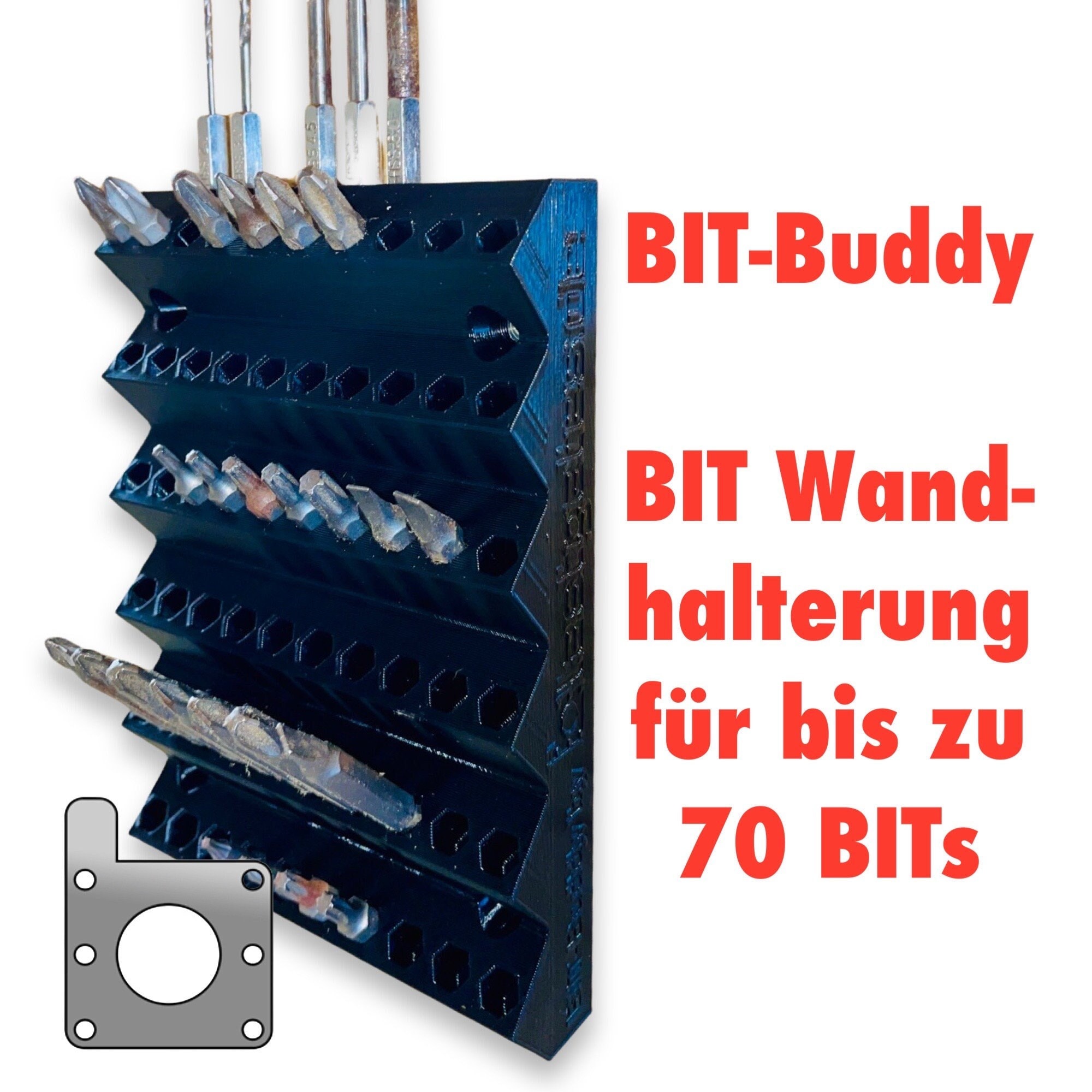 Bit-buddy Bit Wall Mount for up to 70 Bits Workshop Bit Holder Hex. - Etsy