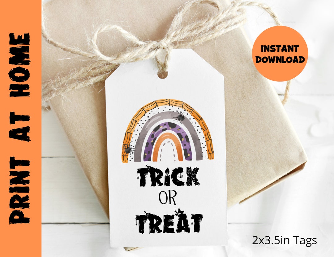 Trick or Treat Tags Printable Halloween Tags Happy Halloween - Etsy