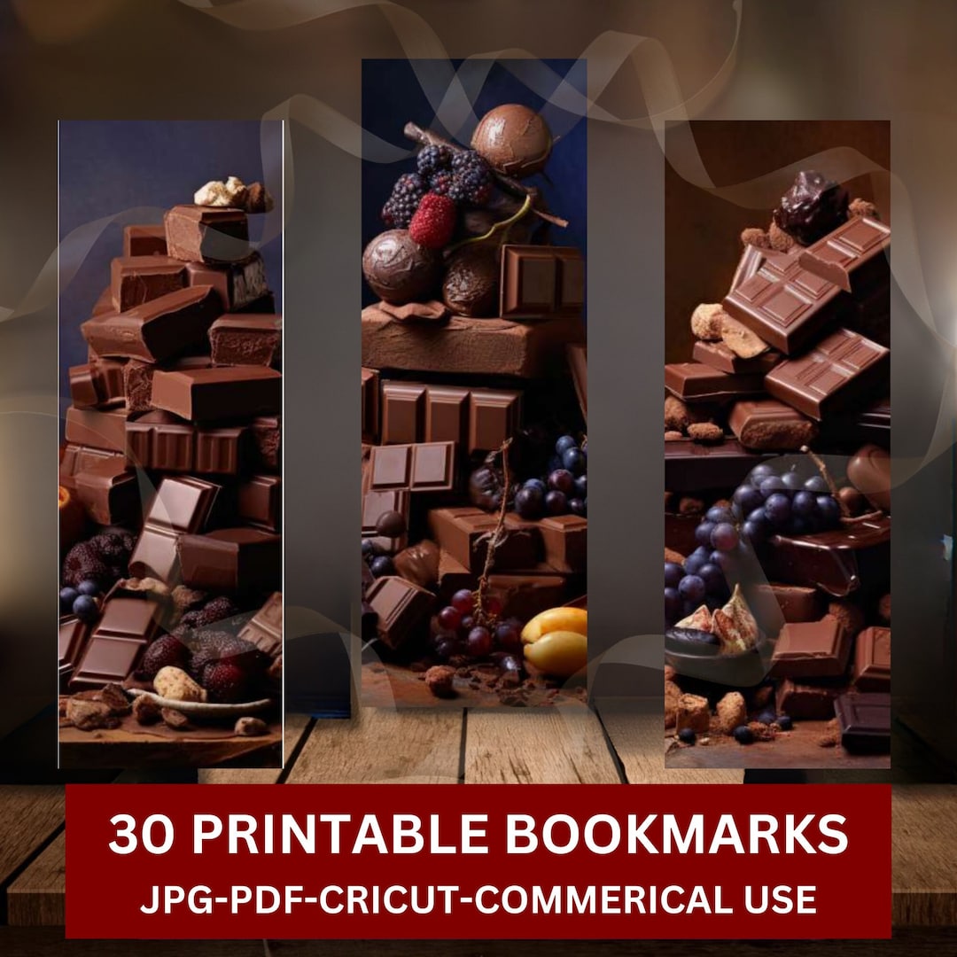 Delicious Chocolate Printable Bookmarks Bundle, Set of 30 JPG/SVG/PDF ...