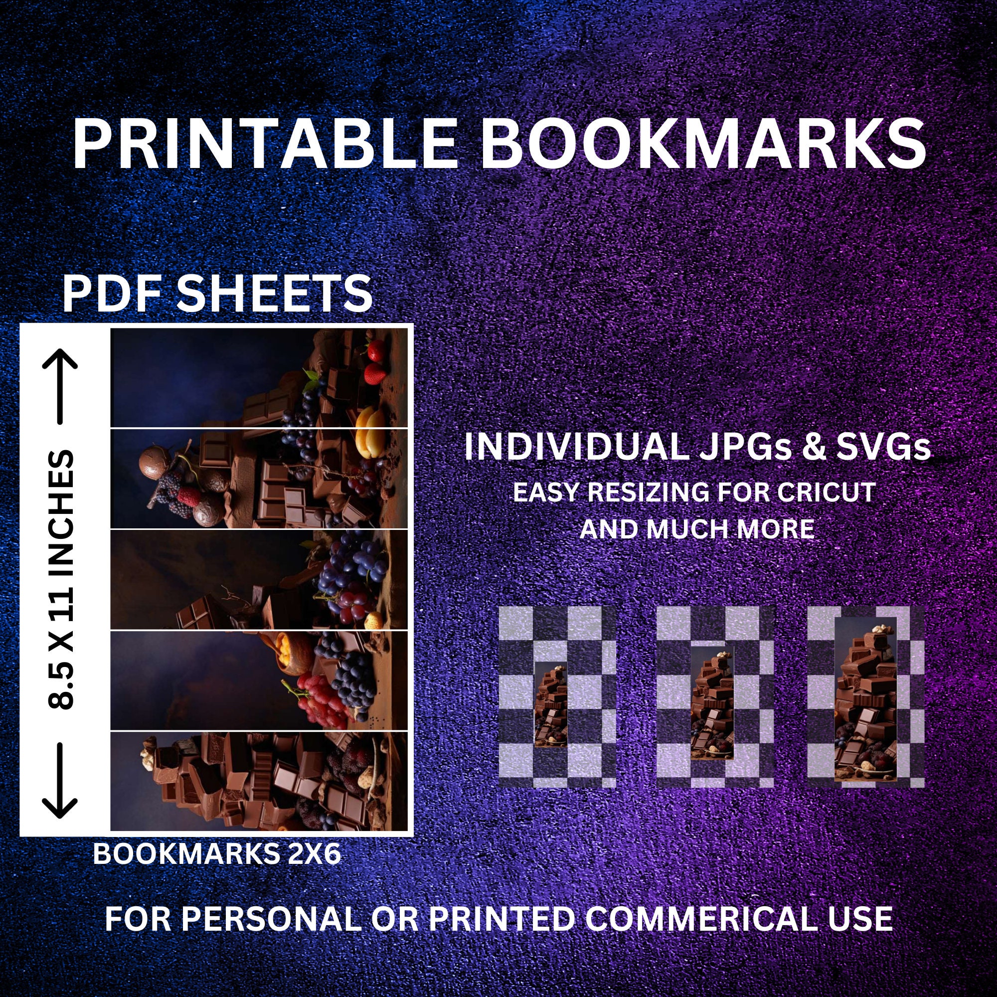 Delicious Chocolate Printable Bookmarks Bundle, Set of 30 JPG/SVG/PDF ...