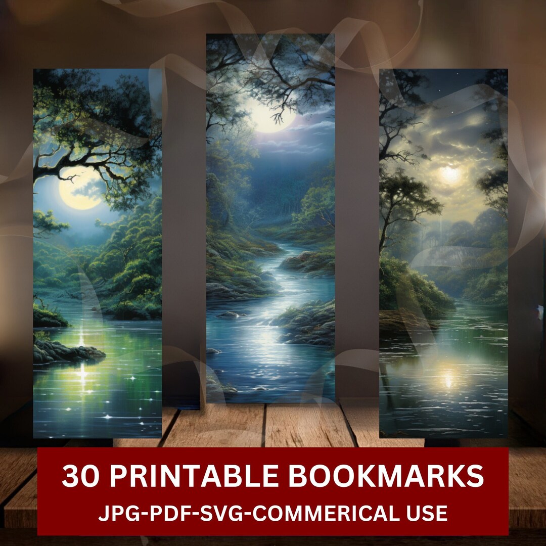 Mystical River Printable Bookmarks Bundle, Set of 30 JPG/SVG/PDF ...