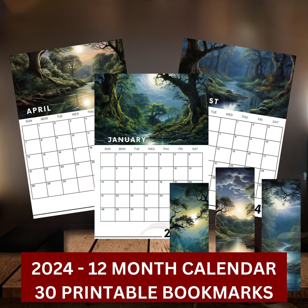 2024 Mystical River Calendar With Matching Bookmarks Bundle -printable ...