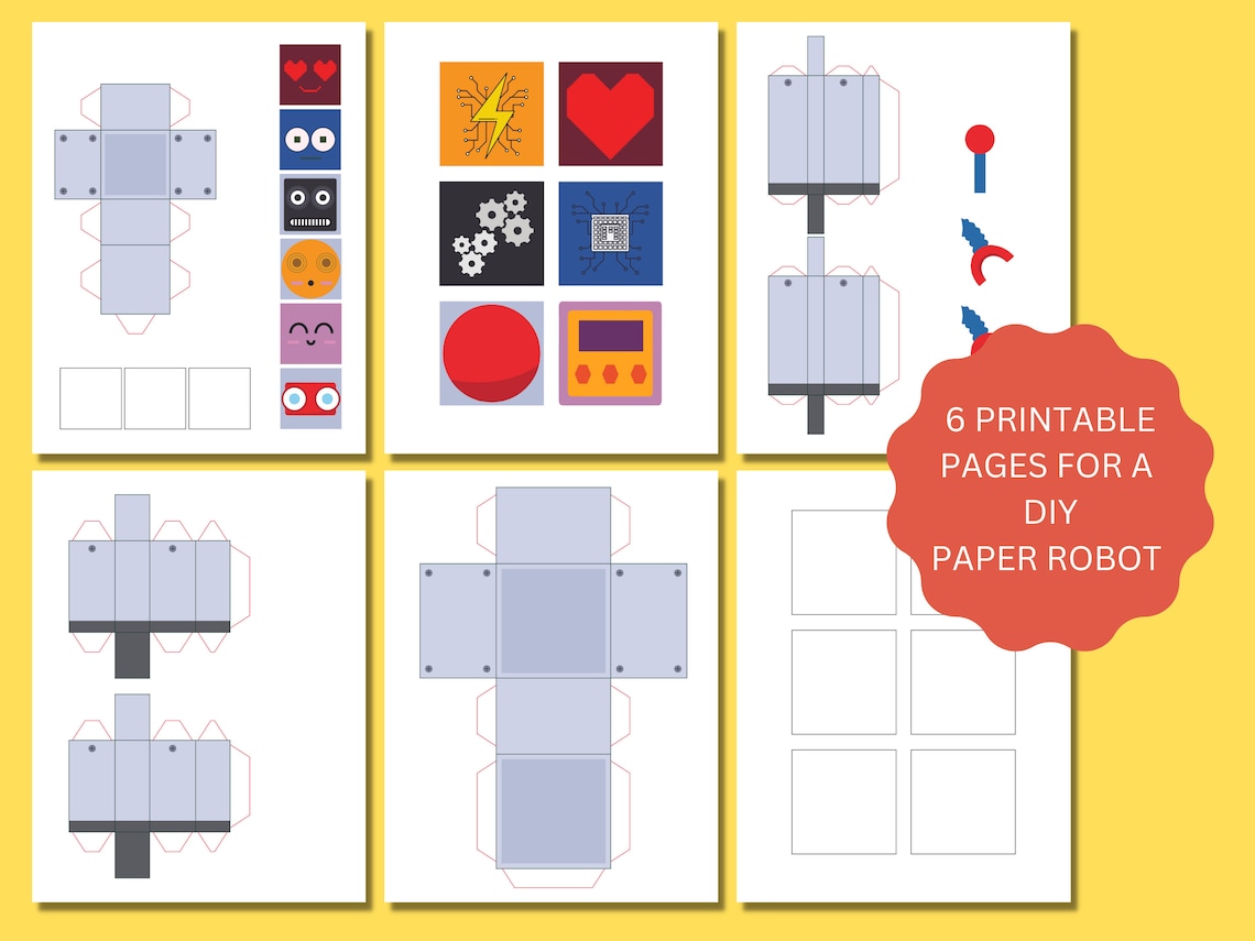 Printable DIY Paper Robots, Create Your Own Robot Kids Activity ...