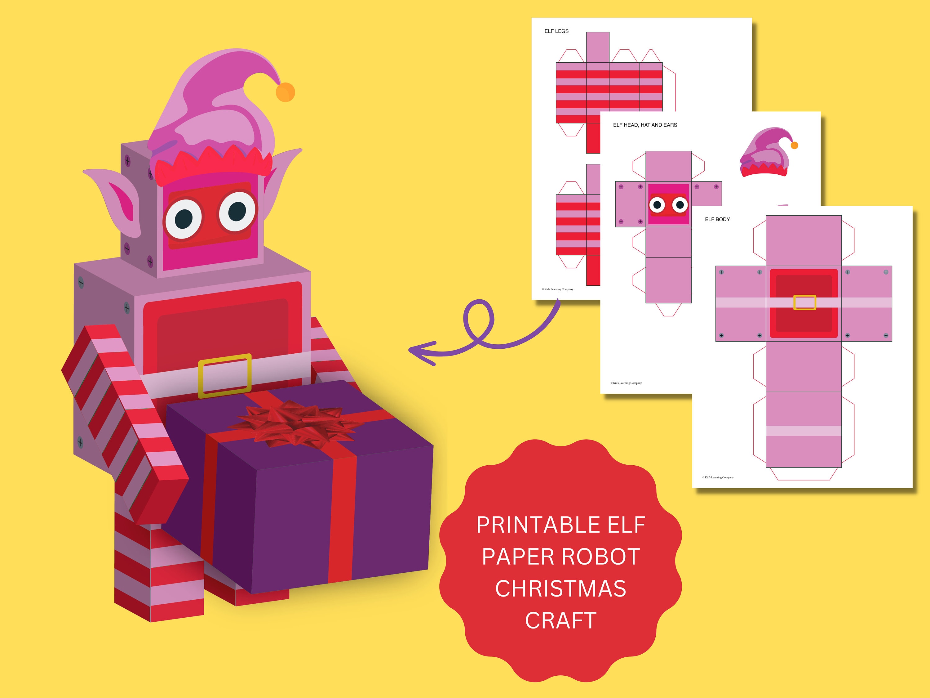 Elf Paper Robot Printable, Kids Christmas Craft, Printable Kids ...