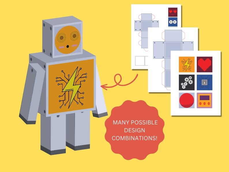 Printable DIY Paper Robots, Create Your Own Robot Kids Activity ...