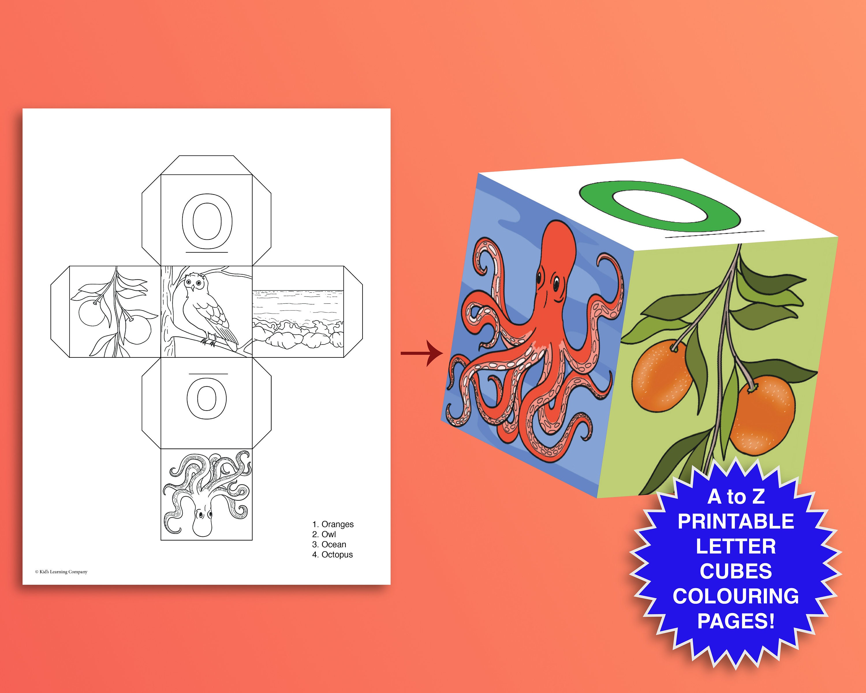 Alphabet Coloring Pages Printable Colouring Page Letter Cubes - Etsy