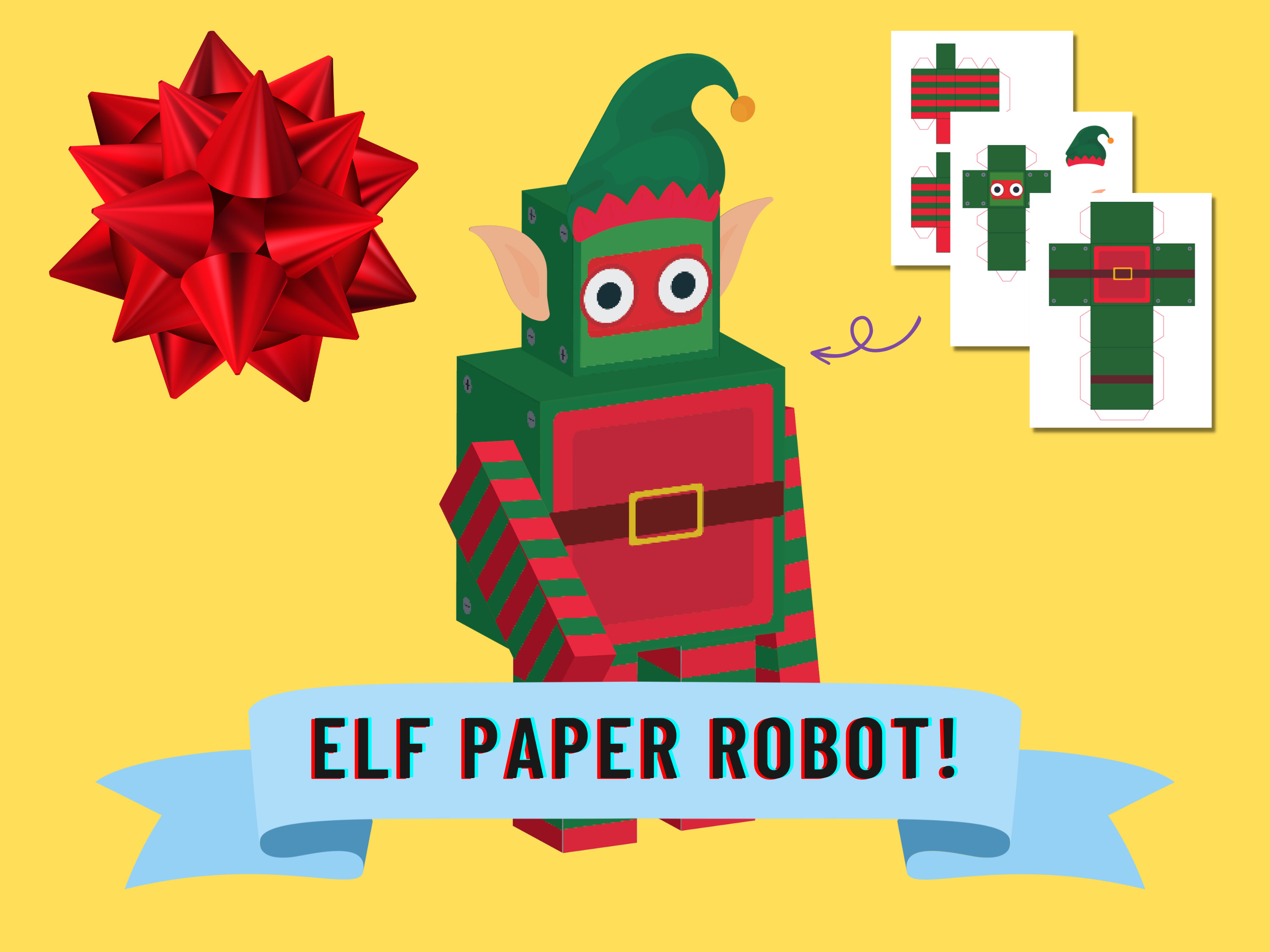 Elf Paper Robot Printable, Kids Christmas Craft, Printable Kids ...