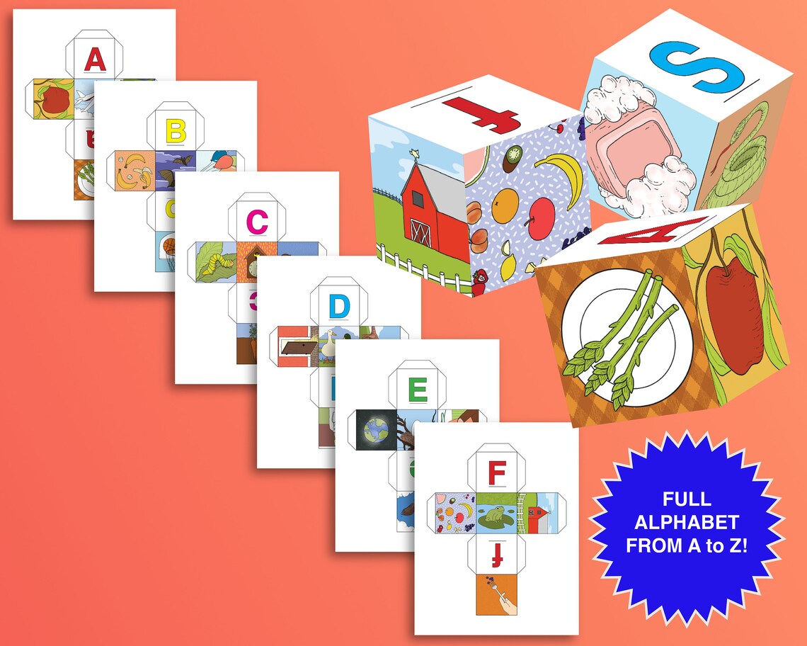 ABC, A to Z! Printable Alphabet Letter Cubes, A-Z Coloured Letters and ...