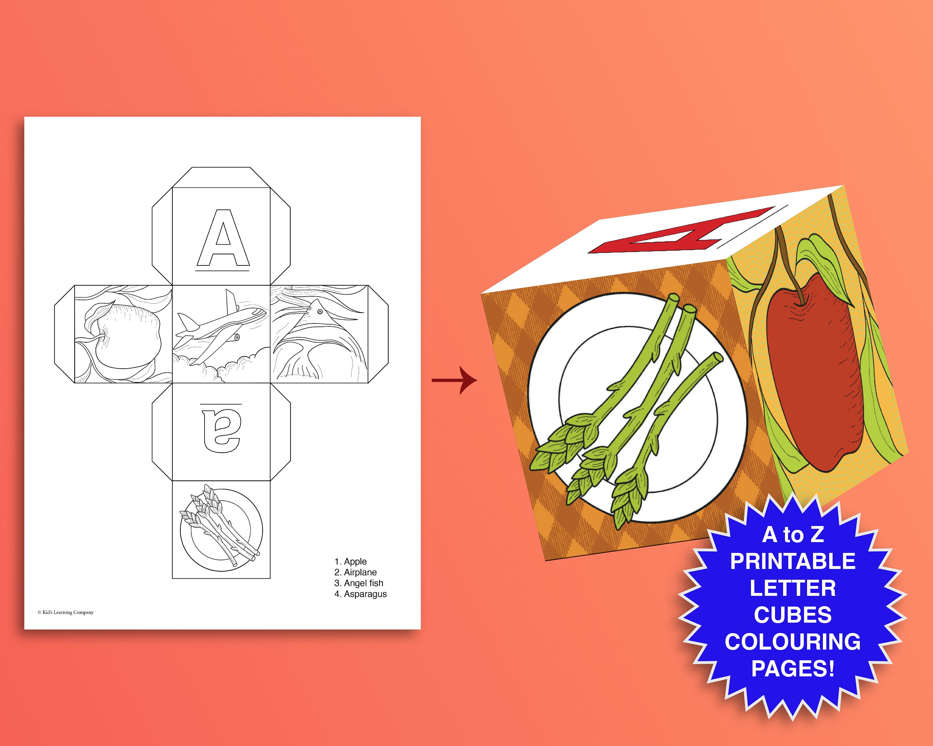 Alphabet Coloring Pages Printable Colouring Page Letter Cubes - Etsy