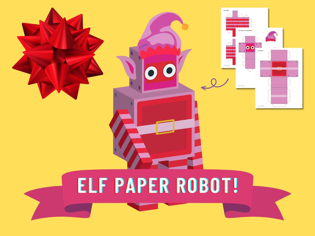 Christmas Elf Paper Robot Printable, Kids Christmas Craft, Printable ...