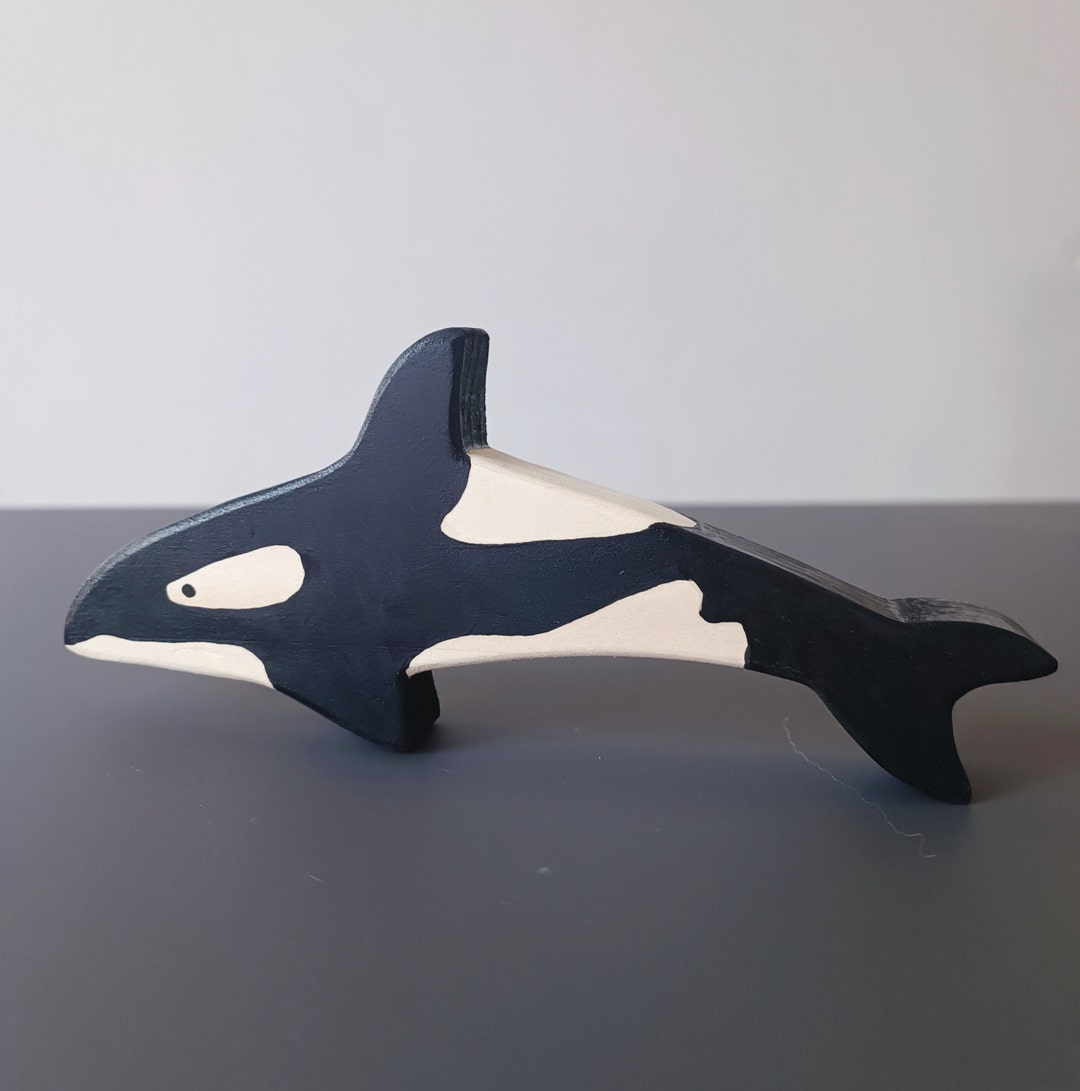 Wooden Figure Orca Whale, Wooden Animals Toys, Marine Animals Set, Baby ...