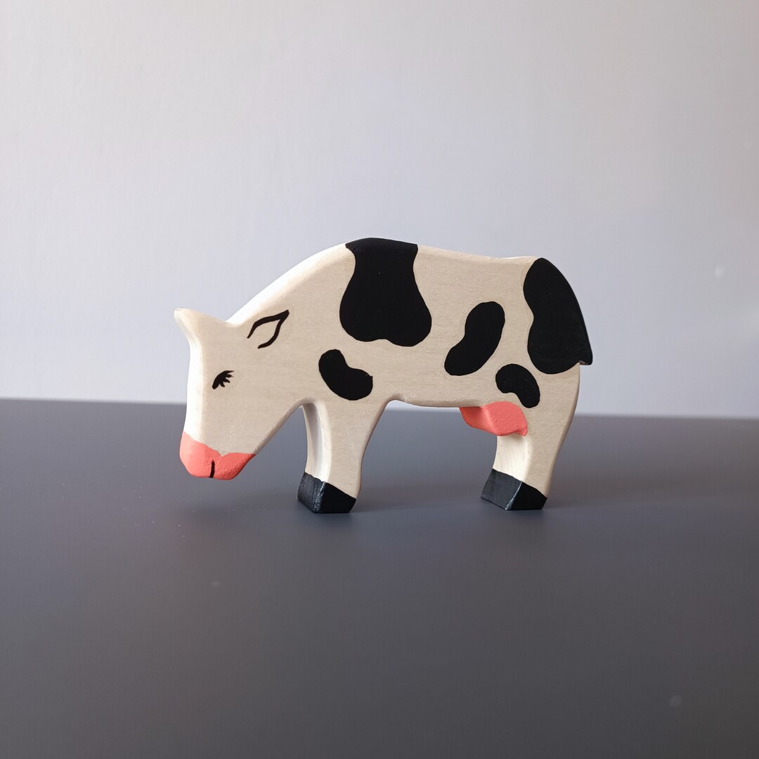 Wooden Animal Figure Toy Cow Wooden Toy Set of - Etsy