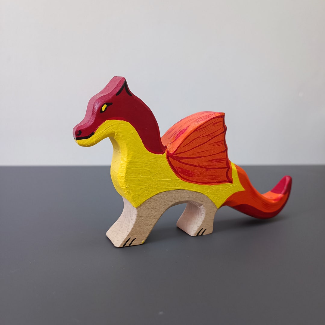 Red Dragon Toy ,wooden Dinosour Toys , Animals Figures Set ,handmade ...