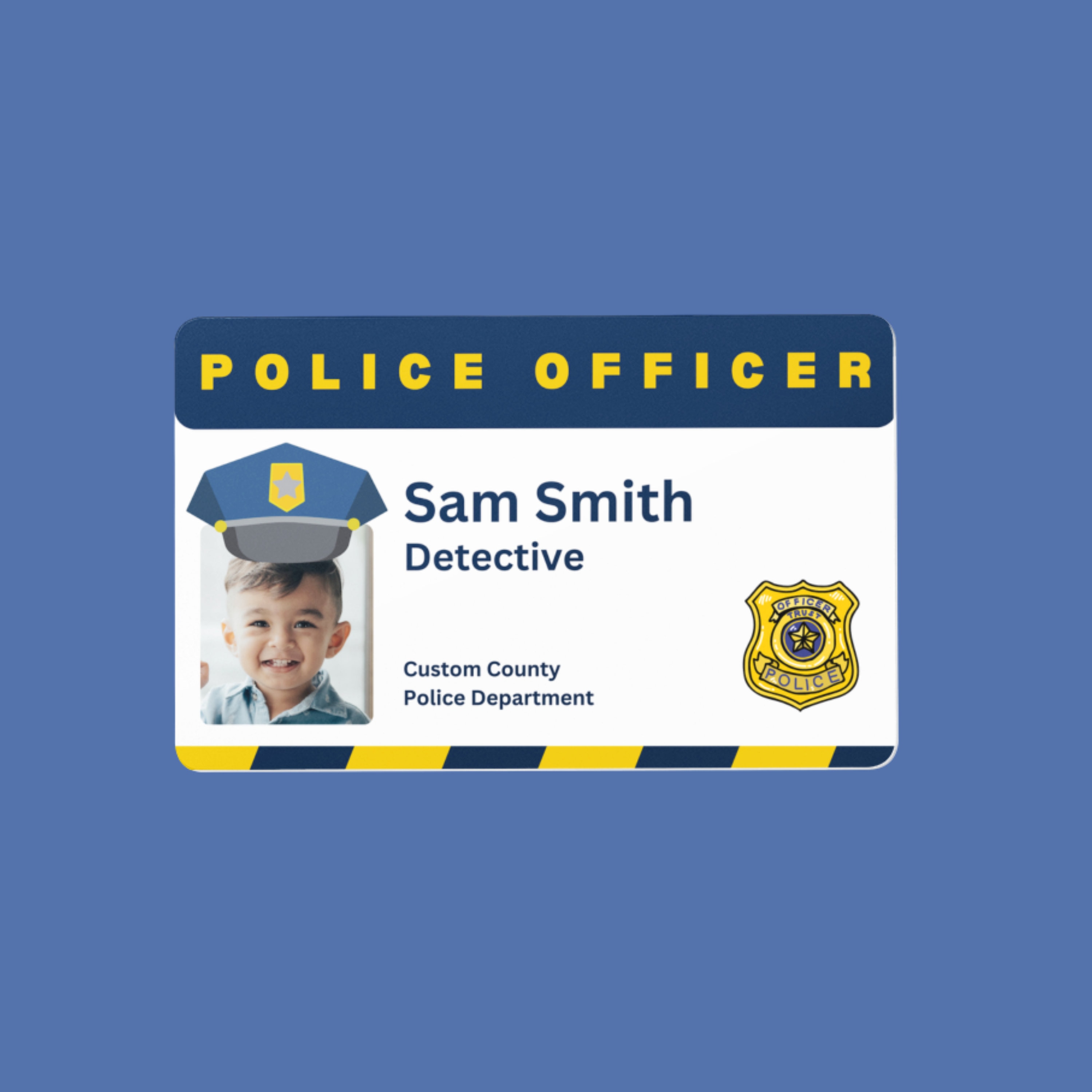 Custom Kids Play Police Badge, Fully Customizable Toy Cop ID Card, Role ...